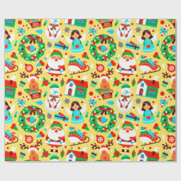 Cute Yellow Christmas Pattern Wrapping Paper | Zazzle