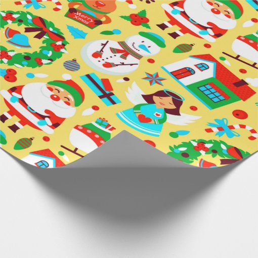 Cute Yellow Christmas Pattern Wrapping Paper | Zazzle
