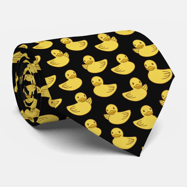 Cute Yellow Ducky Pattern Rubber Ducks Black Neck Tie | Zazzle