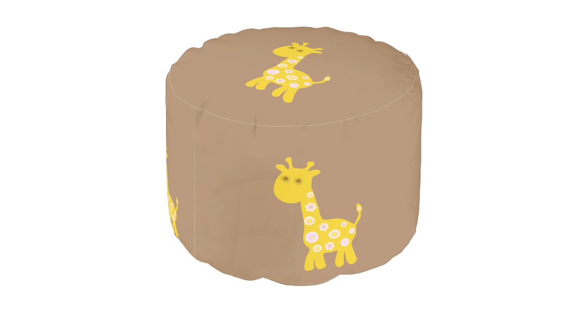 Cute Yellow Giraffe Flower Pouf | Zazzle