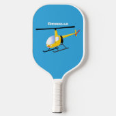 Cute yellow happy cartoon helicopter pickleball paddle | Zazzle