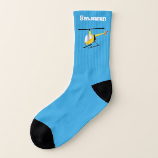 Cute yellow happy cartoon helicopter socks | Zazzle