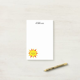 cute yellow happy sun cartoon post-it notes | Zazzle