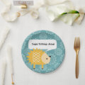 Cute Yellow Hedgehog Personalized Party Plates | Zazzle