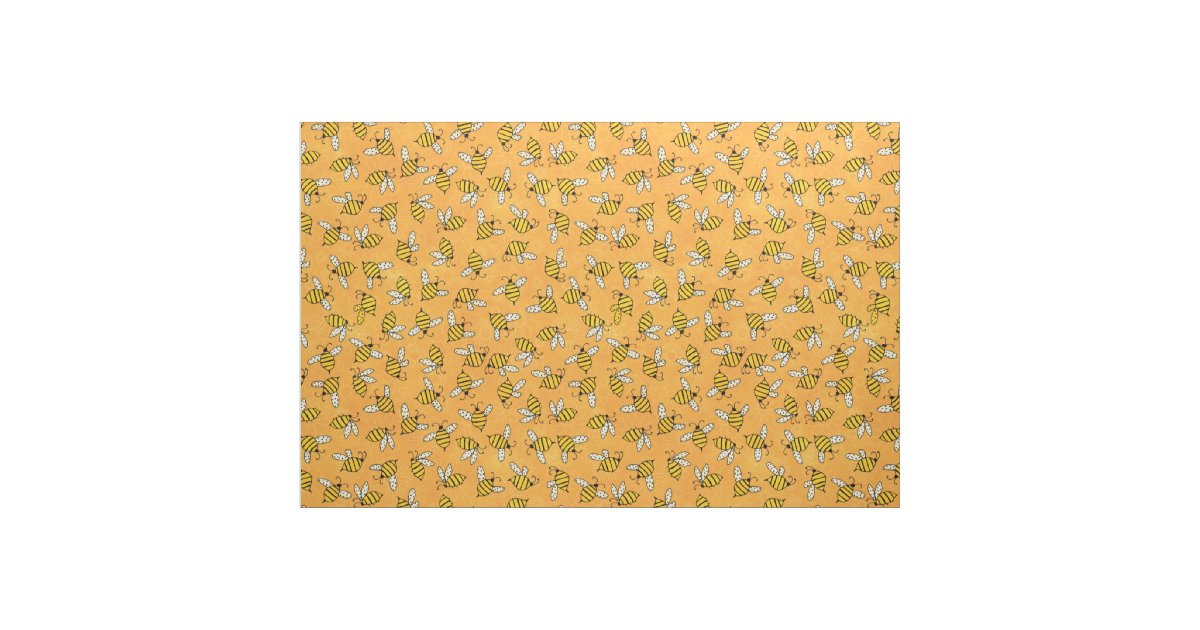 Cute Yellow Honey Bee Pattern Fabric | Zazzle