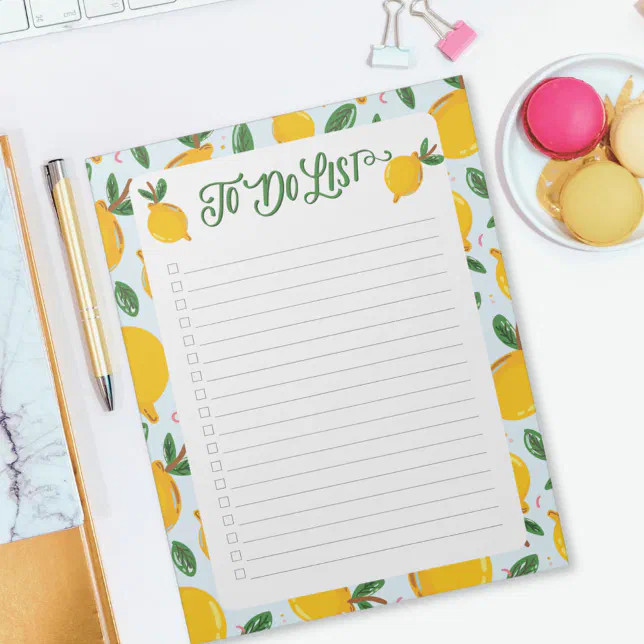 Cute Yellow Lemon To do List Checklist Lined Notepad | Zazzle