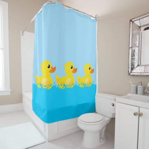 Cute Yellow Rubber Duck Splashing About Shower Curtain Zazzle