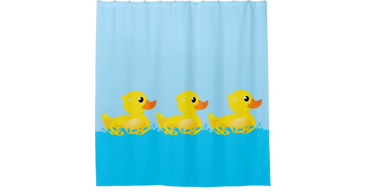 Cute Yellow Rubber Duck Splashing About Shower Curtain Zazzle