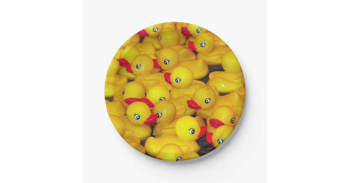 Cute Yellow Rubber Duckies Pattern Paper Plate