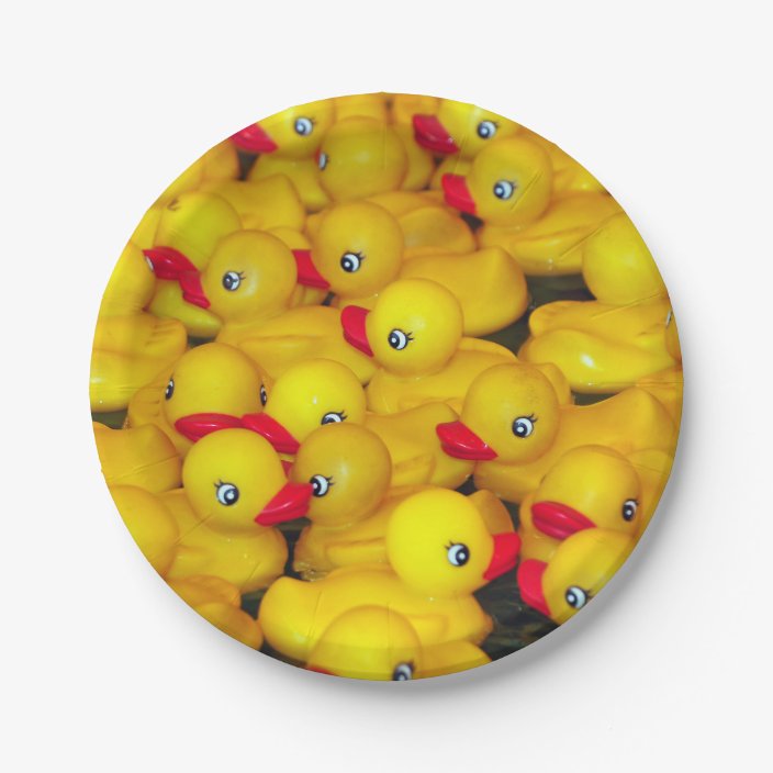 Cute Yellow Rubber Duckies Pattern Paper Plate