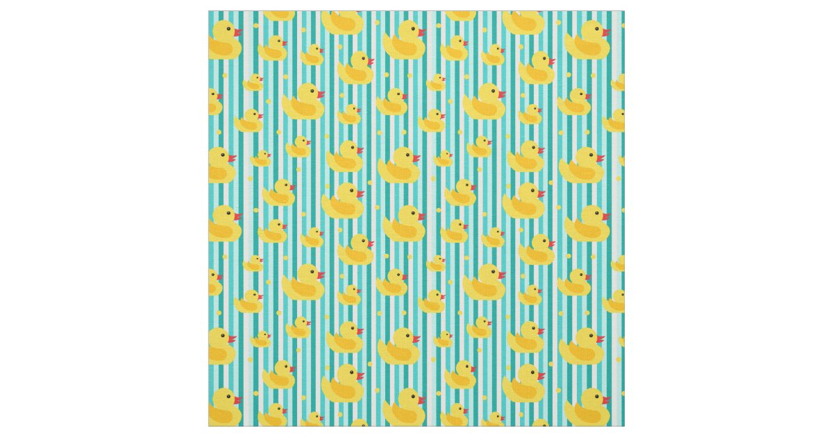 Cute Yellow Rubber Ducks Striped Bathtime Pattern Fabric Zazzle