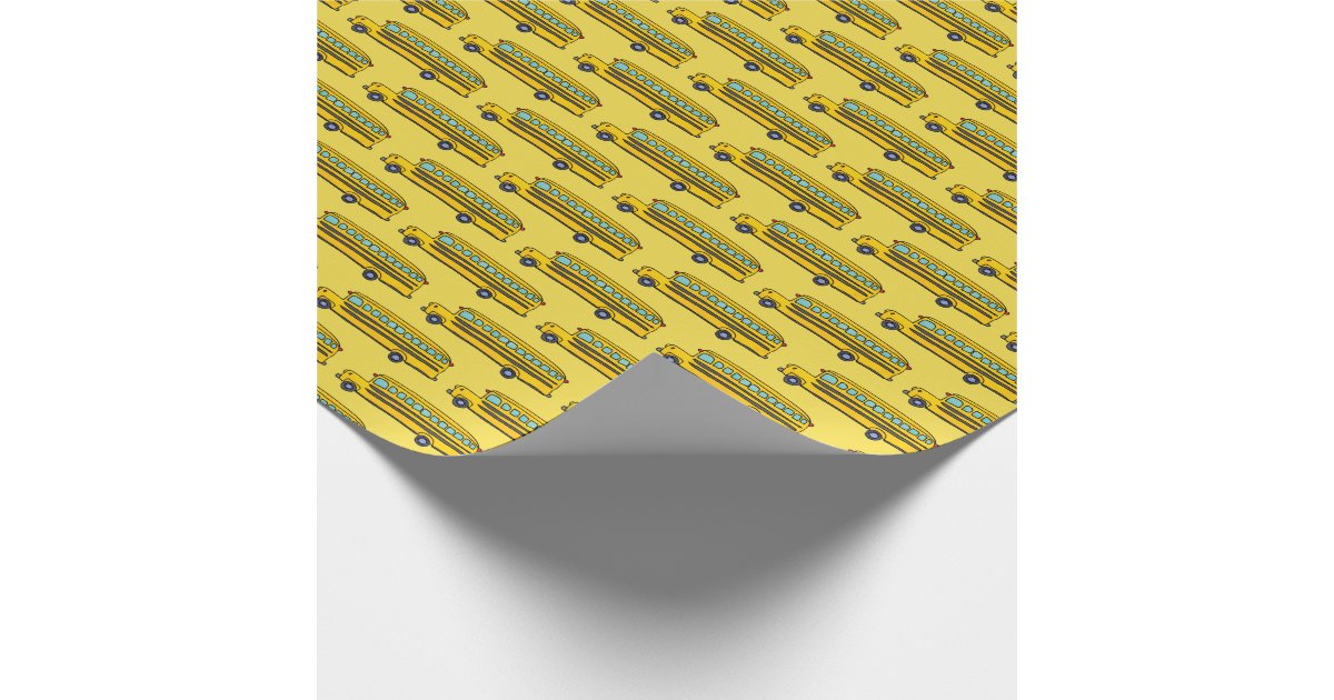 Cute Yellow School Bus Pattern Wrapping Paper | Zazzle