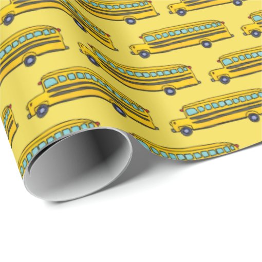 Cute Yellow School Bus Pattern Wrapping Paper | Zazzle