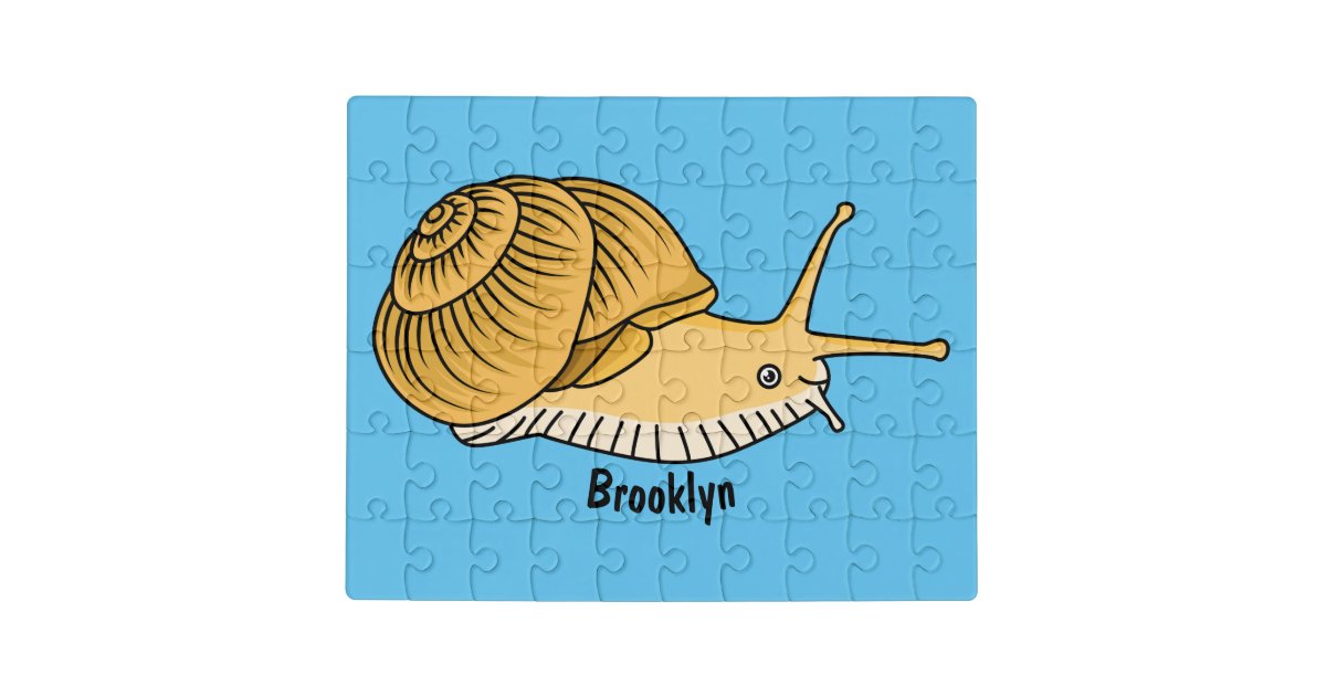 Cute yellow snail cartoon illustration jigsaw puzzle | Zazzle