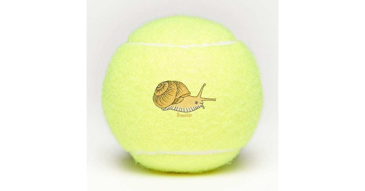 Cute yellow snail cartoon illustration tennis balls | Zazzle