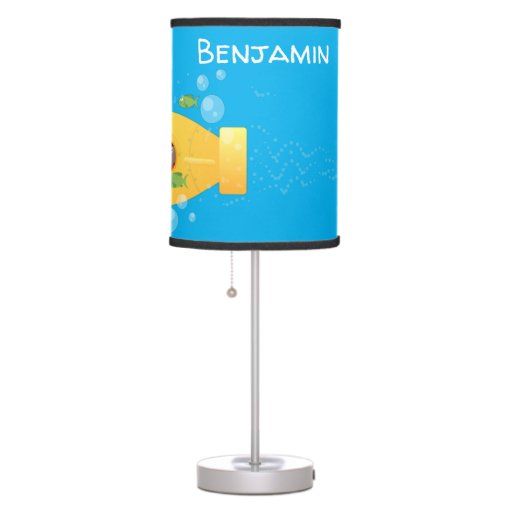 Cute yellow submarine fish cartoon illustration table lamp | Zazzle
