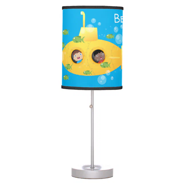 Cute yellow submarine fish cartoon illustration table lamp | Zazzle
