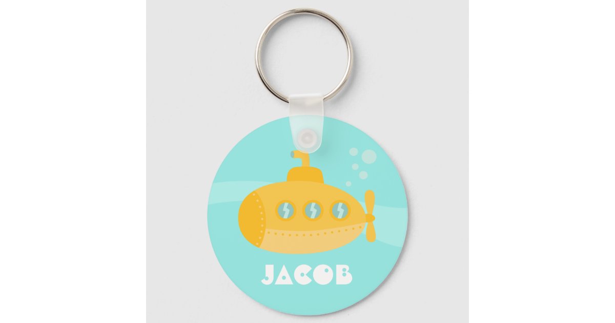 Cute Yellow Submarine Kids Personalized Keychain | Zazzle