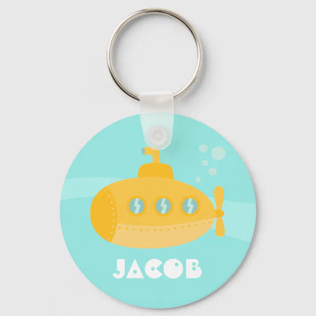 Cute Yellow Submarine Kids Personalized Keychain | Zazzle
