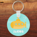Cute Yellow Submarine Kids Personalized Keychain | Zazzle