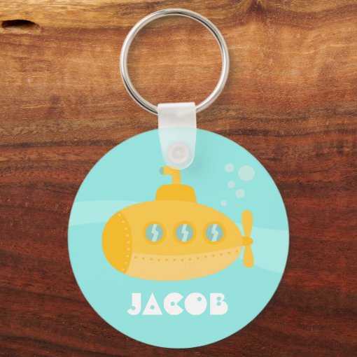 Cute Yellow Submarine Kids Personalized Keychain | Zazzle