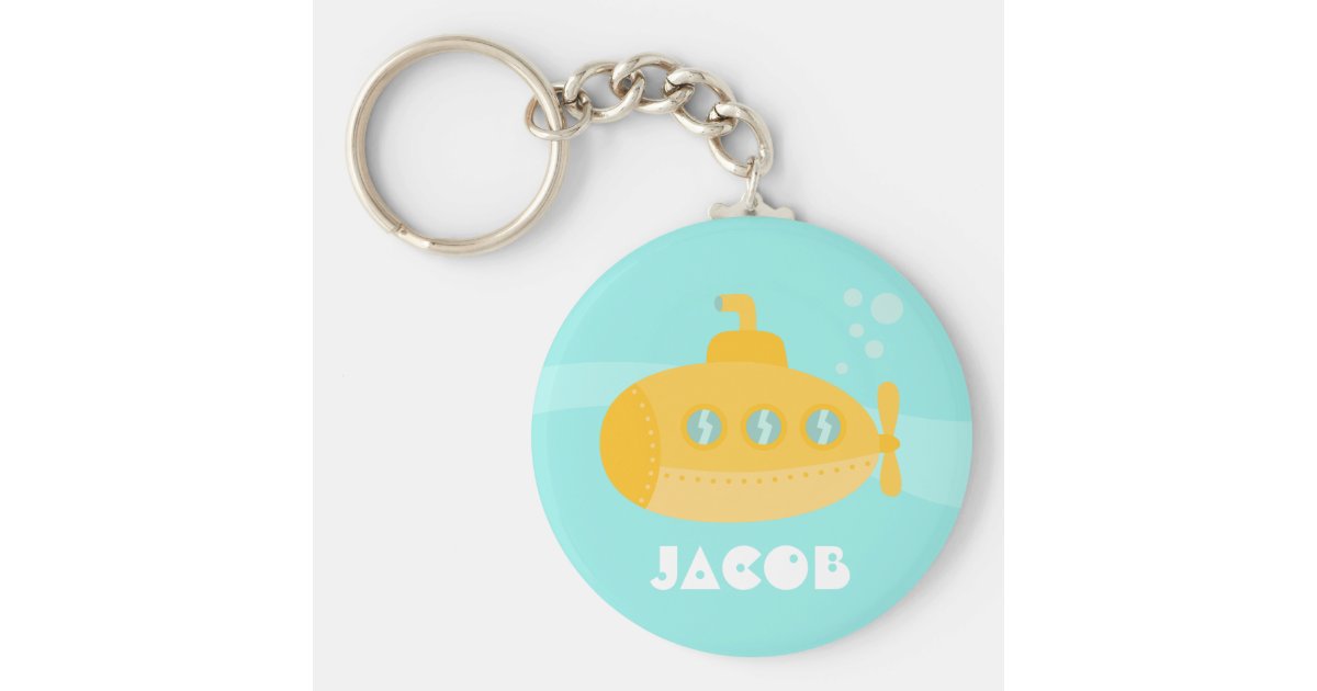 Cute Yellow Submarine Kids Personalized Keychain | Zazzle.com