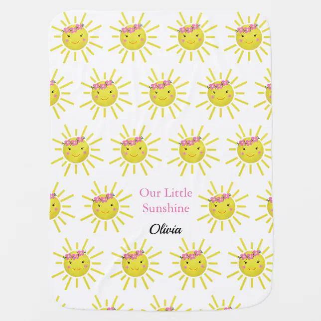 Cute Yellow Sun Our Little Sunshine Baby Blanket | Zazzle