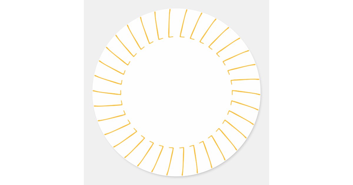 Cute yellow sun rays border frame blank classic round sticker | Zazzle