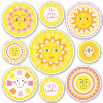 Cute Yellow Sunshine Vinyl Stickers | Zazzle