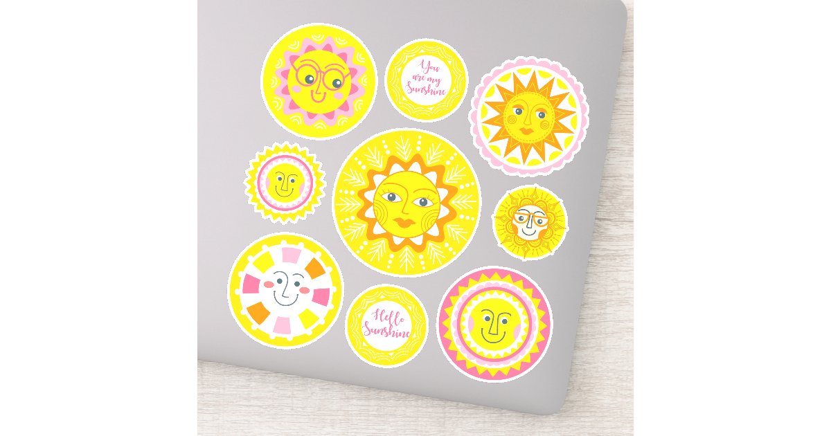 Cute Yellow Sunshine Vinyl Stickers | Zazzle