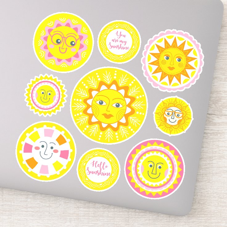 Cute Yellow Sunshine Vinyl Stickers | Zazzle