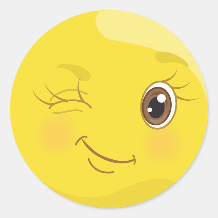 Cute Yellow Wink Emoji Stickers | Zazzle