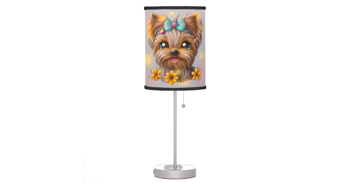 Cute Yorkie Kawaii Puppy Table Lamp | Zazzle