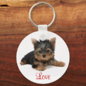 Cute Yorkshire Terrier Puppy Love Key Chain | Zazzle