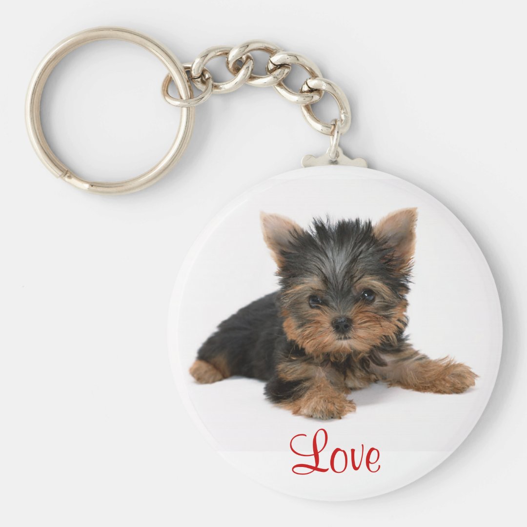 Cute Yorkshire Terrier Puppy Love Key Chain | Zazzle