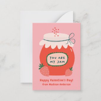 Cute You Are My Jam Classroom Valentine's Day Note Card | Zazzle