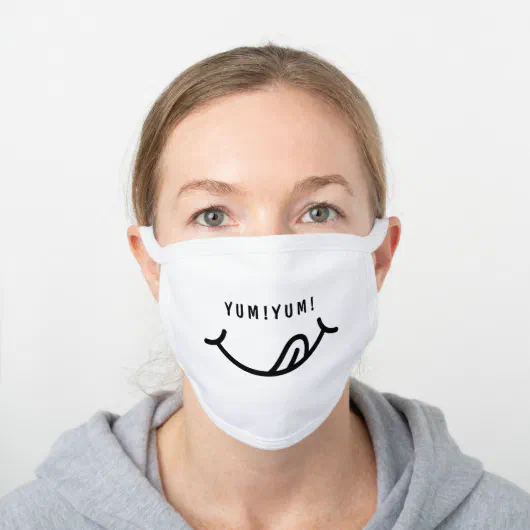 Cute Yum Yum Smile Funny Face Personalized White Cotton Face Mask | Zazzle