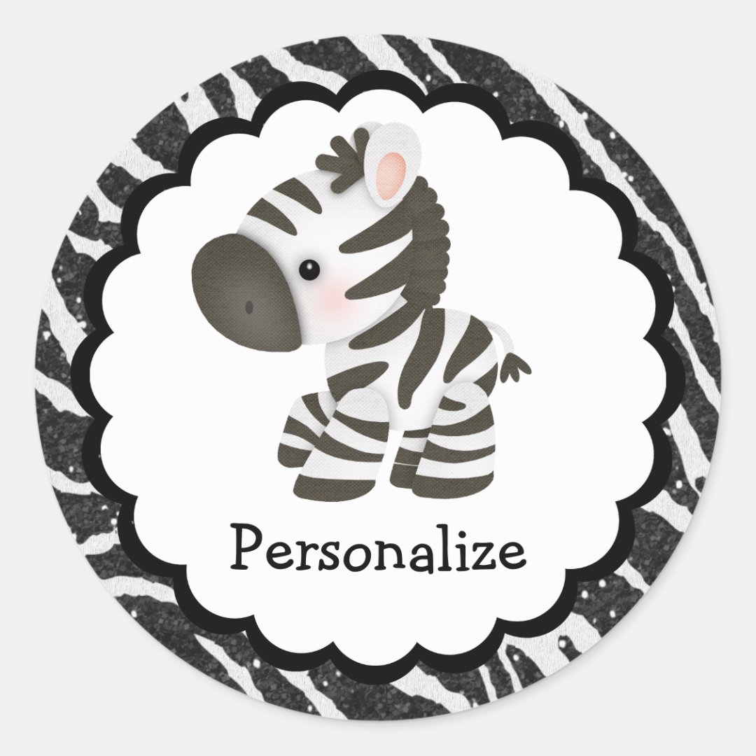 Cute Zebra and Glitter Animal Print Stickers | Zazzle