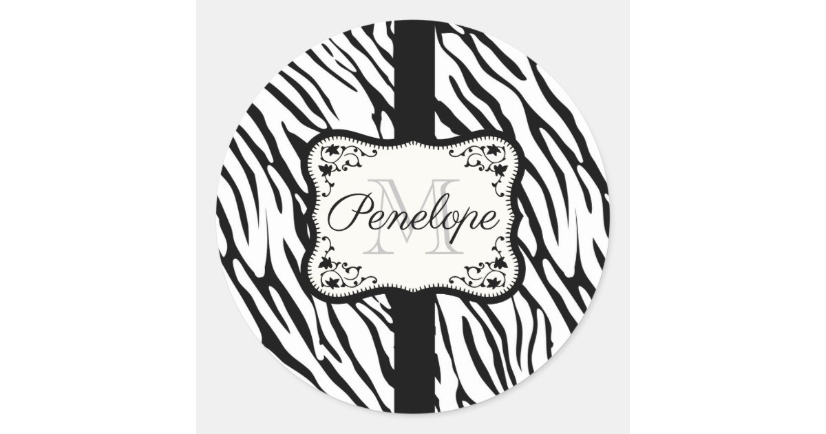 Cute Zebra Print Classic Round Sticker | Zazzle