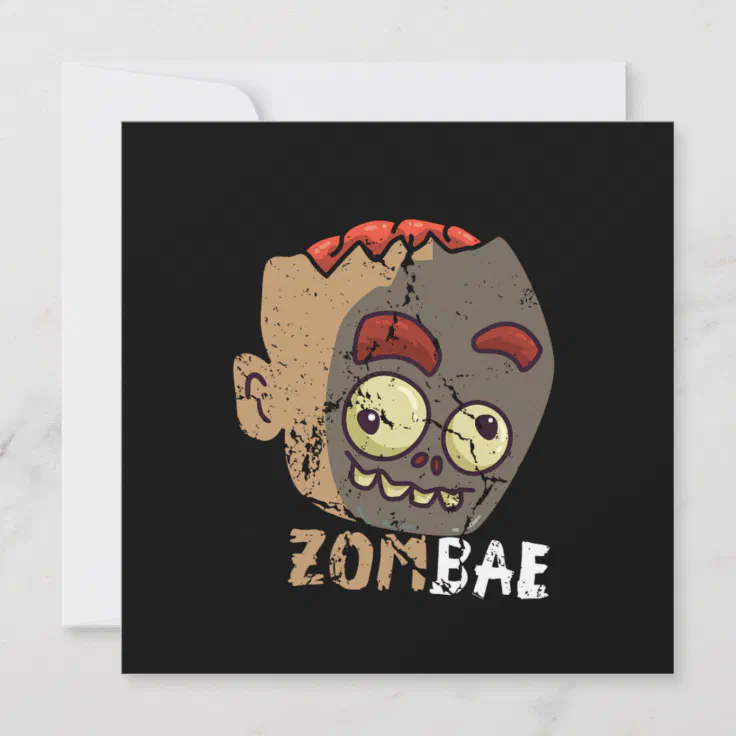 Cute Zombae Zombie Graphic Halloween Creeps Scary Invitation | Zazzle
