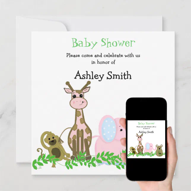 Cute Zoo Animal Baby Shower Invitation | Zazzle