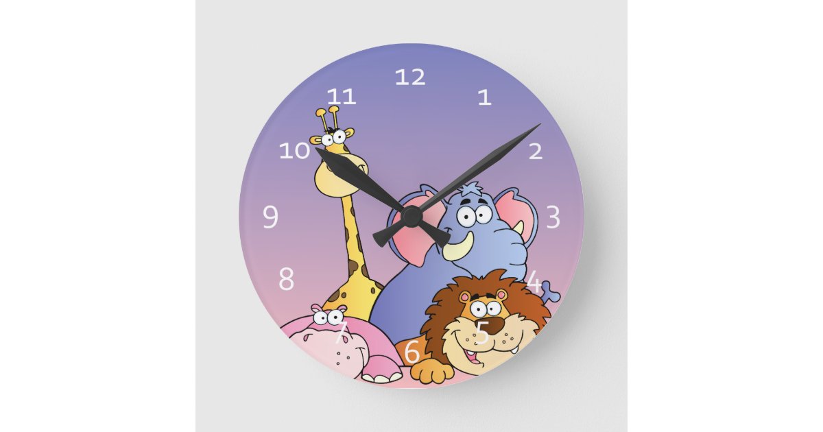 Cute Zoo Animals Clocks | Zazzle
