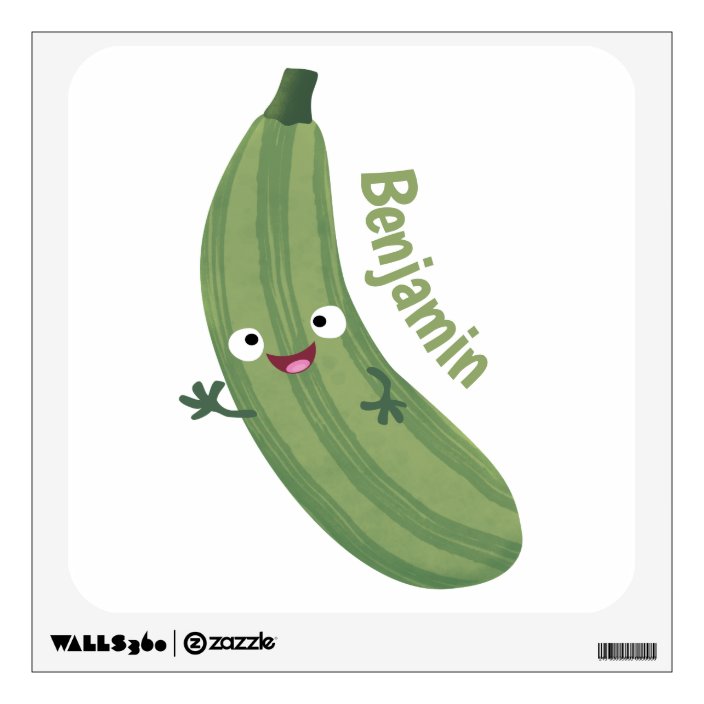 Cute zucchini happy cartoon illustration wall decal | Zazzle.com