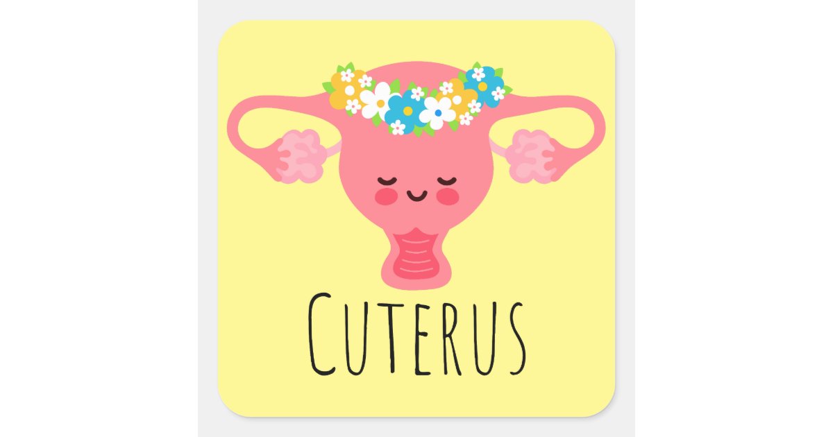 Cuterus / Uterus Puns / Uterus Jokes / Square Sticker | Zazzle