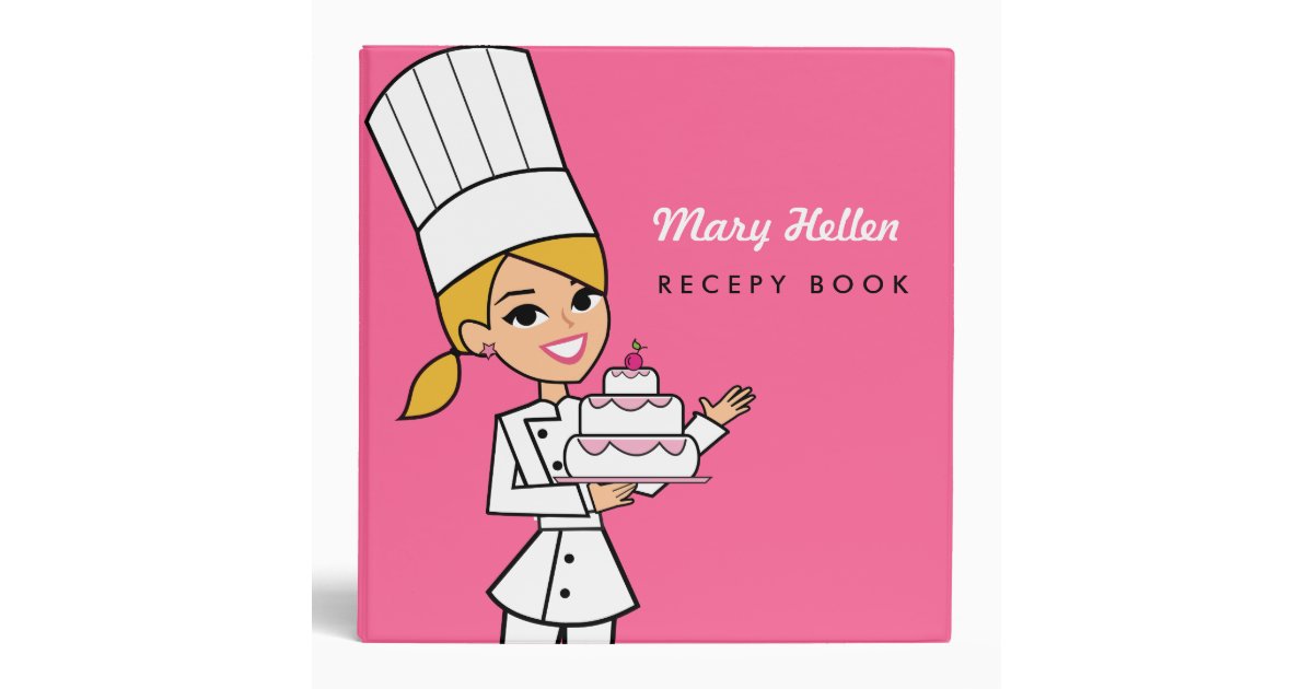 Cutest Girl Chef Recipe Binder | Zazzle