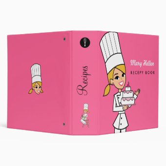 Cutest Girl Chef Recipe Binder | Zazzle