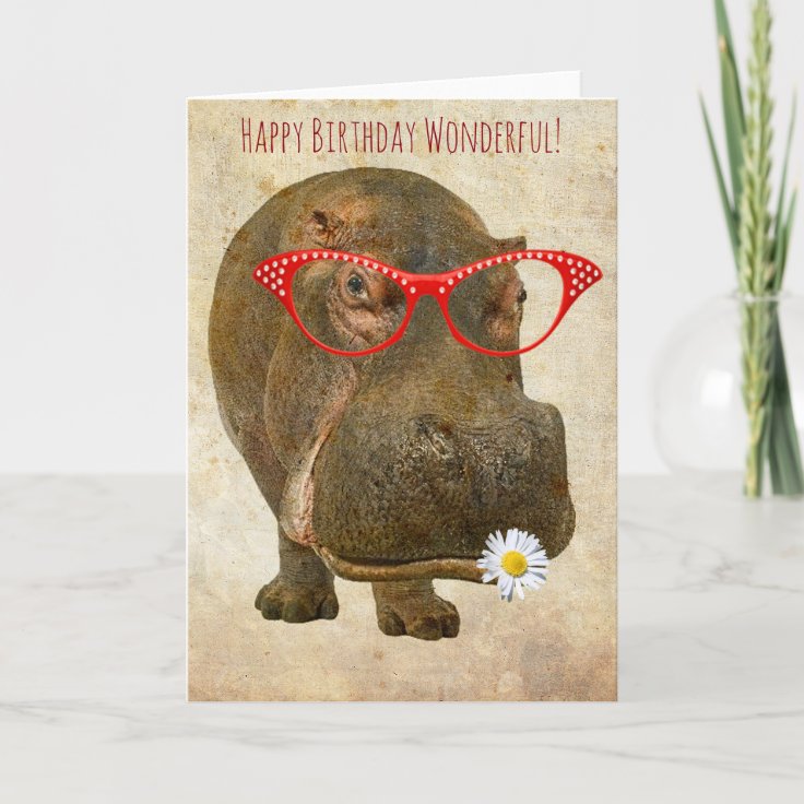 Cutest Hippo Greeting Card! Card | Zazzle