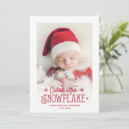 Cutest little snowflake photo birth announcement | Zazzle