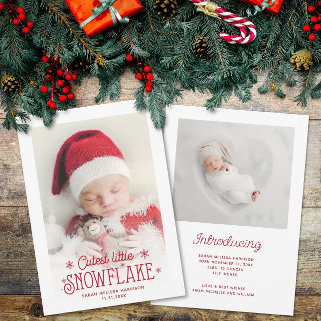 Cutest little snowflake photo birth announcement | Zazzle