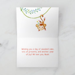 Cutest Monkey First Birthday Thank You Card | Zazzle